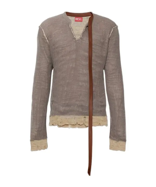DIESEL® K-daianeris Distressed V-neck Jumper