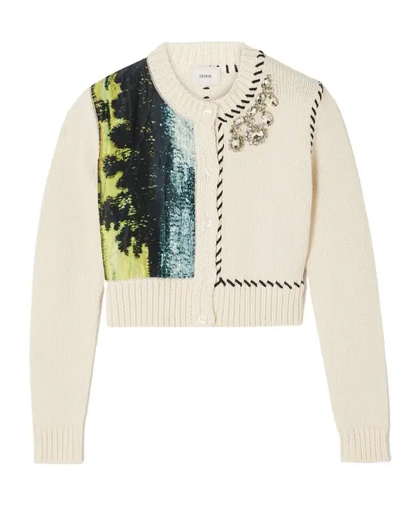 Erdem Crew Neck Long Sleeve Knitwear With Printed Decoration - White