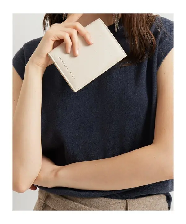 Brunello Cucinelli Grained Leather Passport Holder - Ivory
