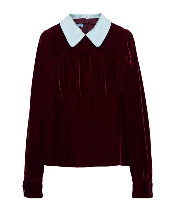 Prada Velvet Top With Detachable Collar