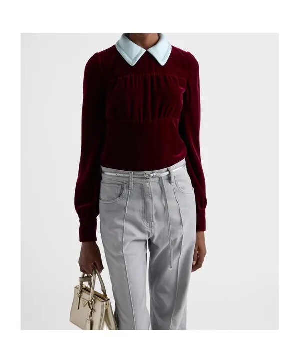 Prada Velvet Top With Detachable Collar
