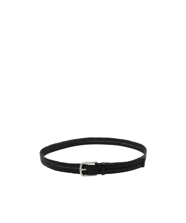 ORTIGNI Woven Slim Belt - Black