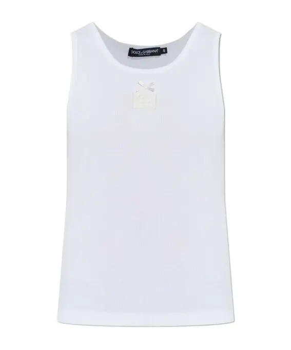 Dolce & Gabbana Ribbed Sleeveless Top With Logo Patch