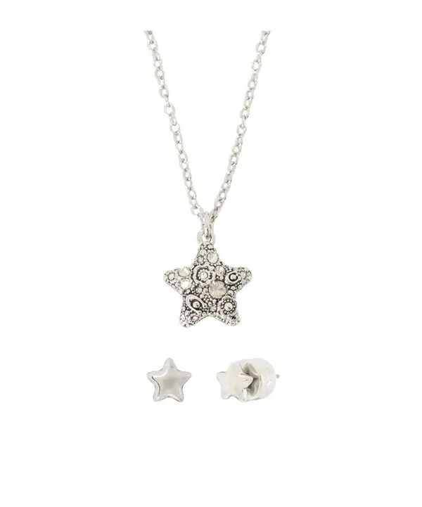 COACH Star Pendant Necklace And Stud Earrings Set - White