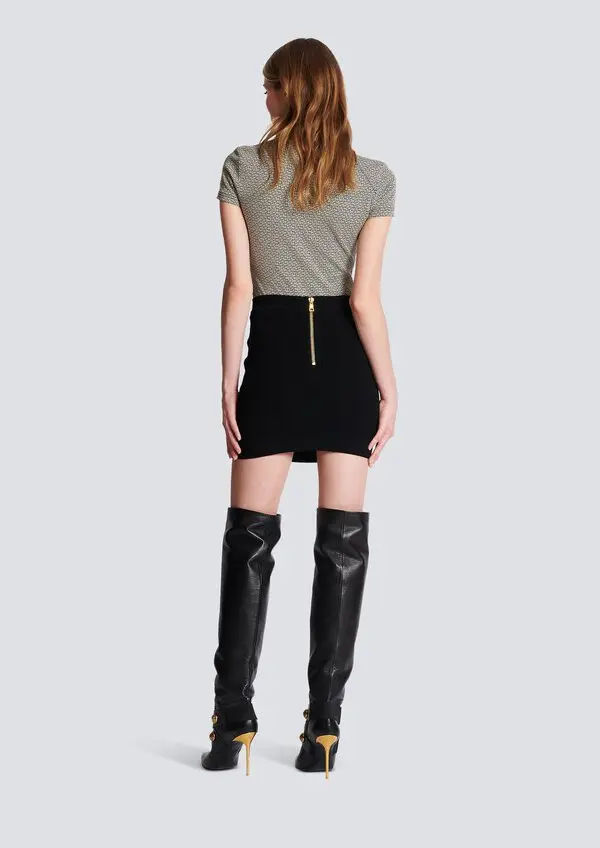 Balmain Button Embellished Knitted Skirt - Black