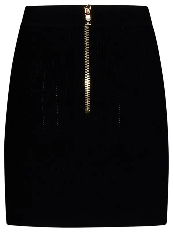 Balmain Button Embellished Knitted Skirt - Black