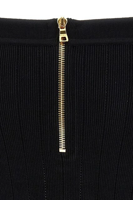 Balmain Button Embellished Knitted Skirt - Black