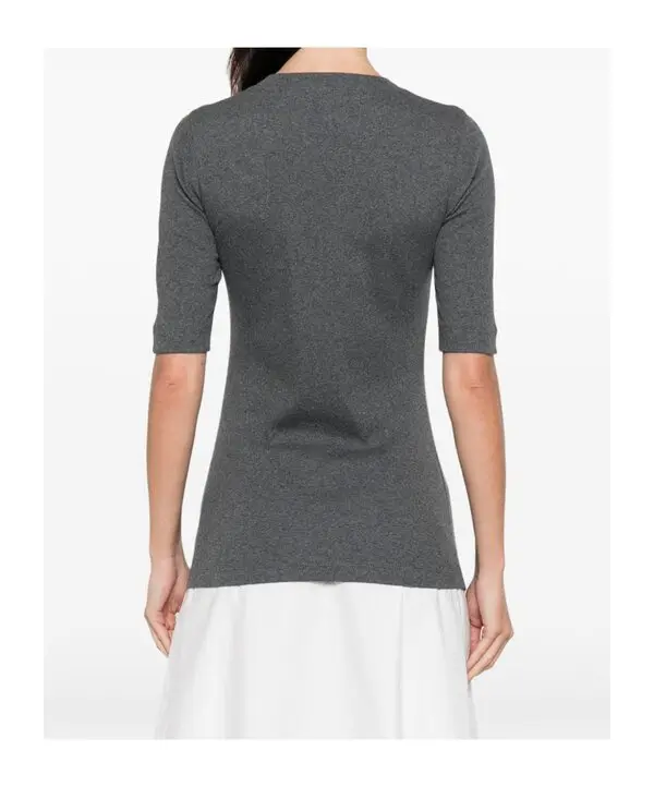 Brunello Cucinelli V-neck Embellished T-shirt - Grey