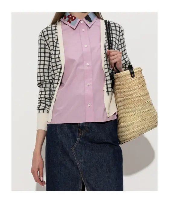 Marni Plaid Pattern Knitted Cardigan - Gray