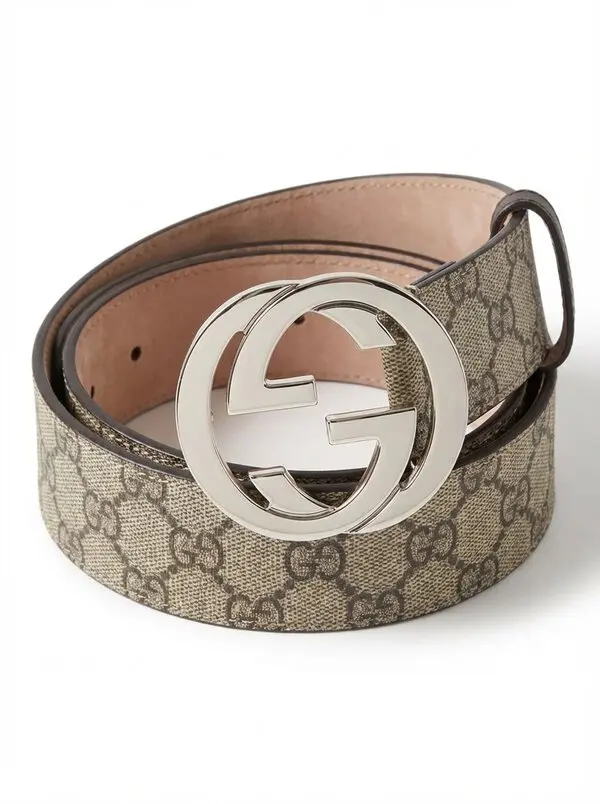Gucci Monogrammed Canvas Belt With Gg Buckle - Nude