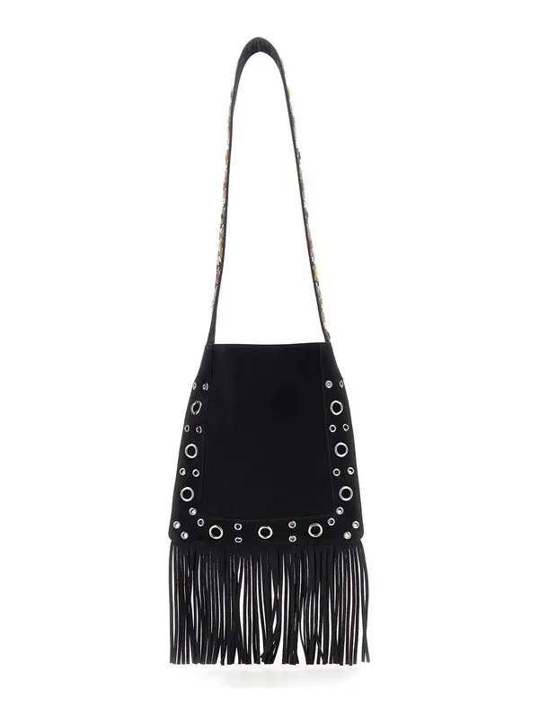 Valentino Garavani Nellcôte Embroidered Shoulder Bag With Fringes