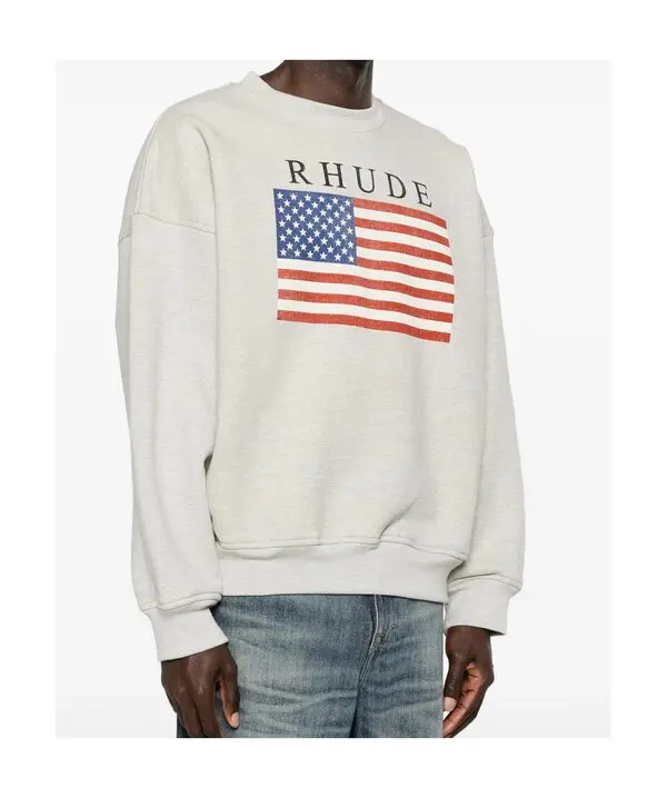 Rhude Flag Print Crewneck Sweatshirt - White