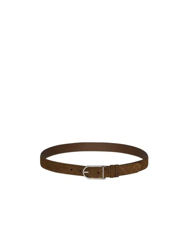 Gucci Reversible Monogram Leather Belt - Brown