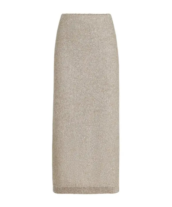 Brunello Cucinelli Elastic-waistband Midi Skirt - Nude