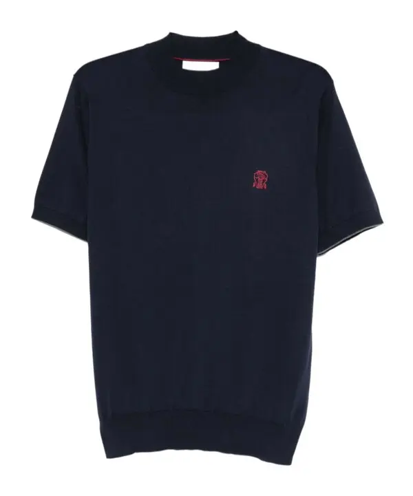 Brunello Cucinelli Short Sleeve Mock Neck Knit Jumper