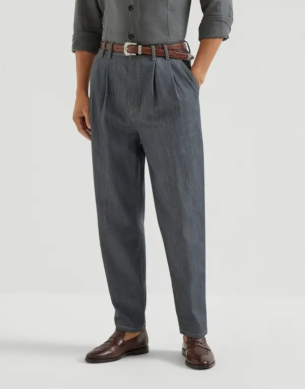 Brunello Cucinelli Double Pleated Trousers - Medium Gray