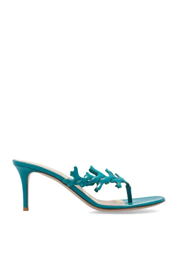 GIANVITO ROSSI Coral Pattern Slip-on Thong Sandals - Green