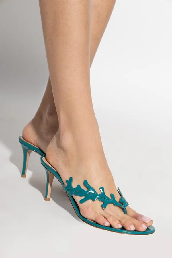GIANVITO ROSSI Coral Pattern Slip-on Thong Sandals - Green