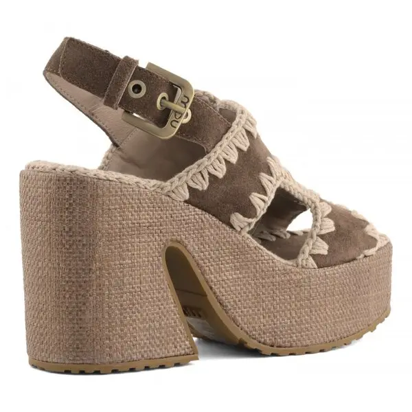 Mou Crochet-trim Leather Platform Sandals