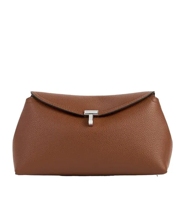 TOTEME Grained Leather Clutch Bag With Tuck-lock Fastening - Brown