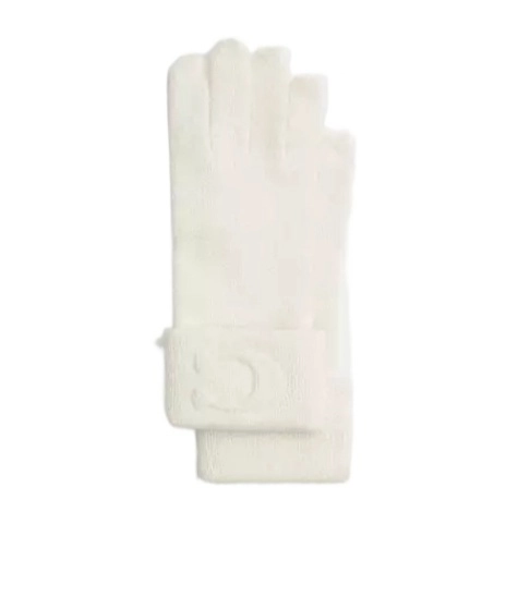 COACH Signature Embossed Knit Gloves - Chalk