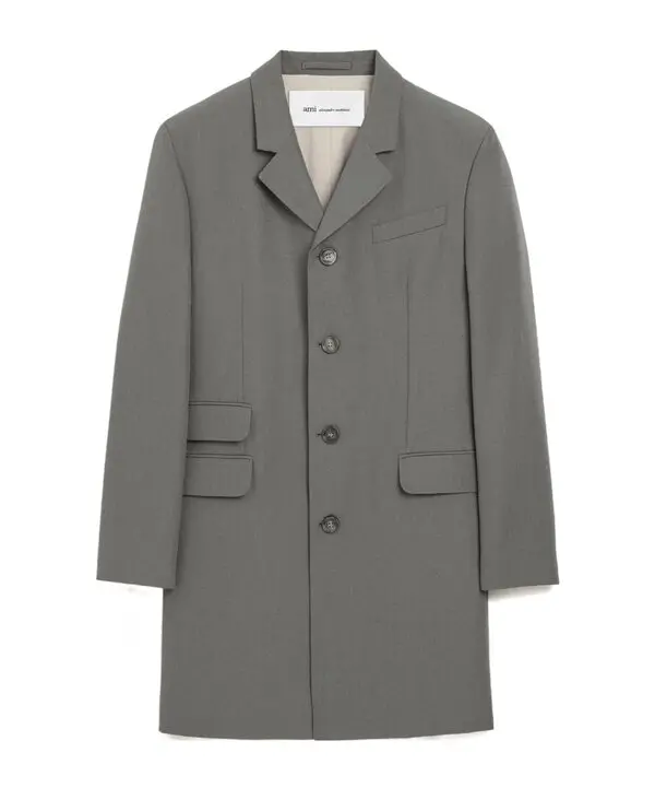 Ami Long Sleeved Tailored Coat - Carbon Gray