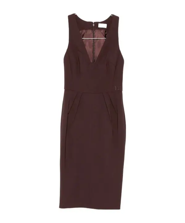 Elisabetta Franchi Sleeveless V-neck Crêpe Dress With Origami Darts