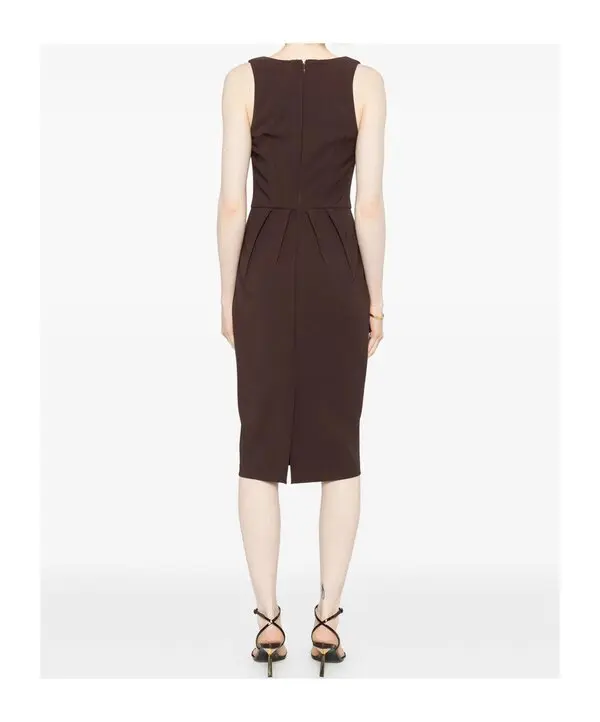 Elisabetta Franchi Sleeveless V-neck Crêpe Dress With Origami Darts