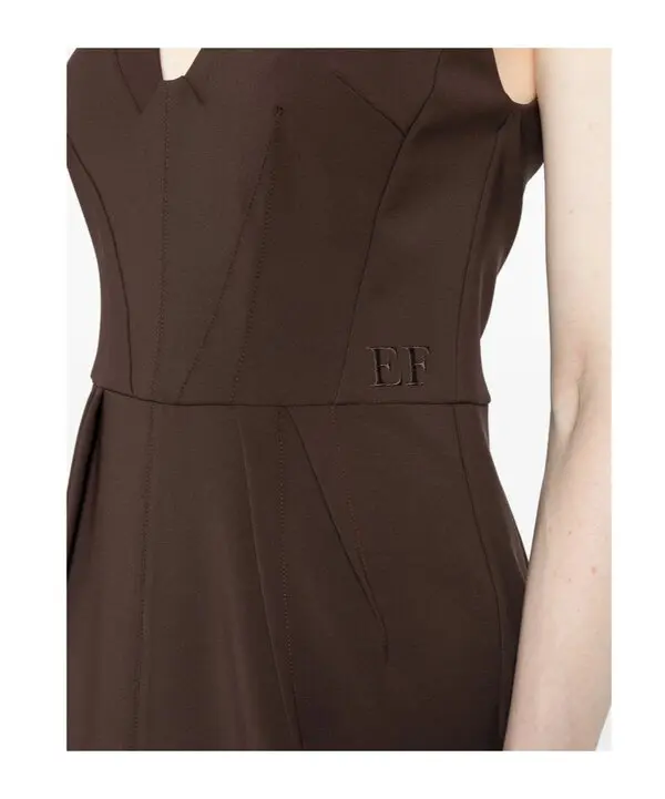 Elisabetta Franchi Sleeveless V-neck Crêpe Dress With Origami Darts