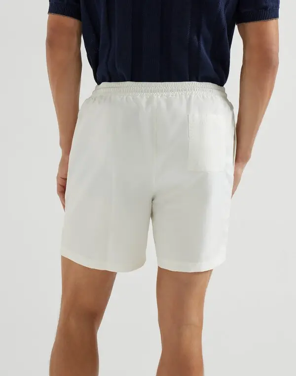 Brunello Cucinelli Logo Embroidered Drawstring Swim Shorts - Panama