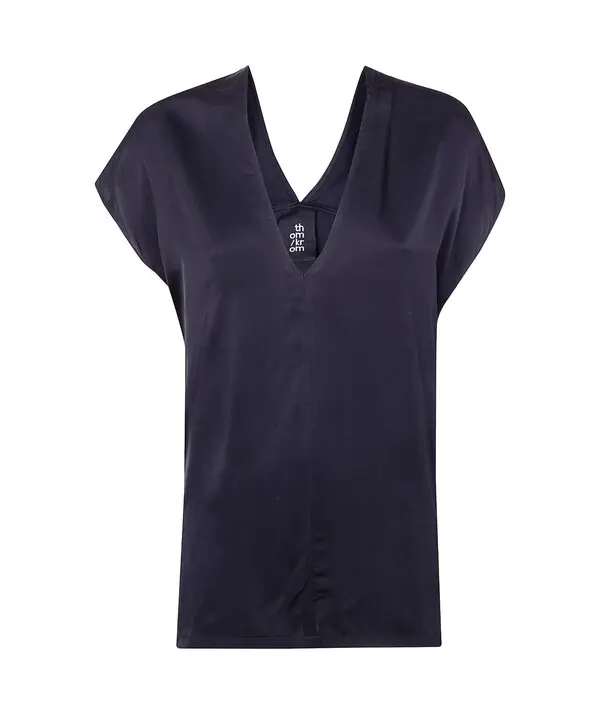 THOM KROM Sleeveless V-neck Top With Frayed Edges