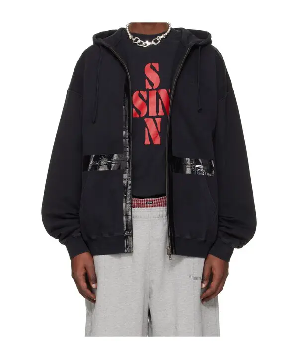 Vetements Taped Zip-up Hoodie - Black