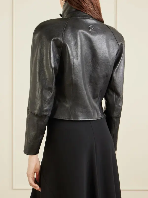 Magda Butrym High Neck Double-breasted Leather Jacket