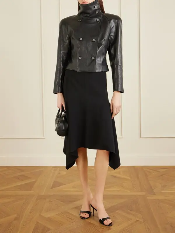 Magda Butrym High Neck Double-breasted Leather Jacket