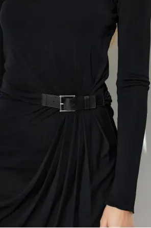 TOM FORD Long Sleeve Round Neck Dress With Decorative Waistband