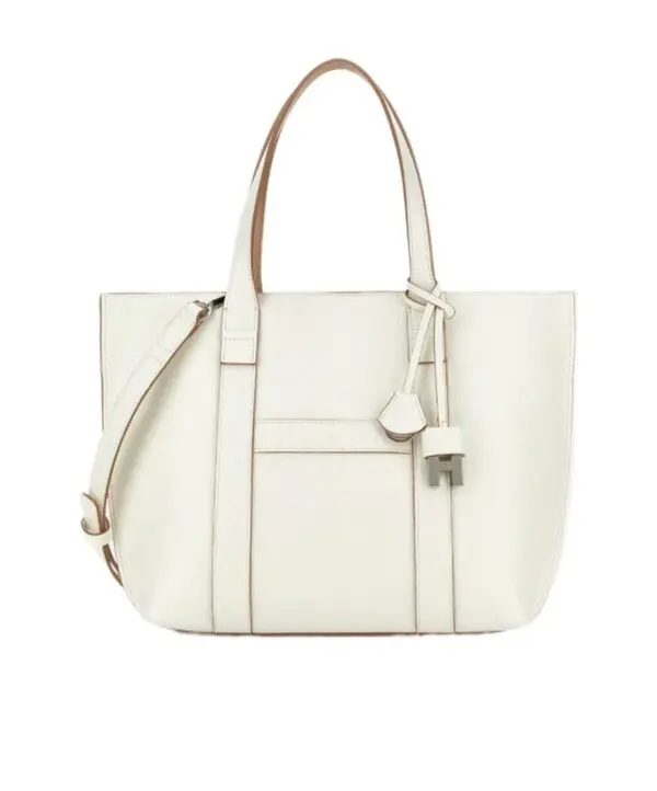 Hogan Logo Embossed Top Handle Bag - Ivory