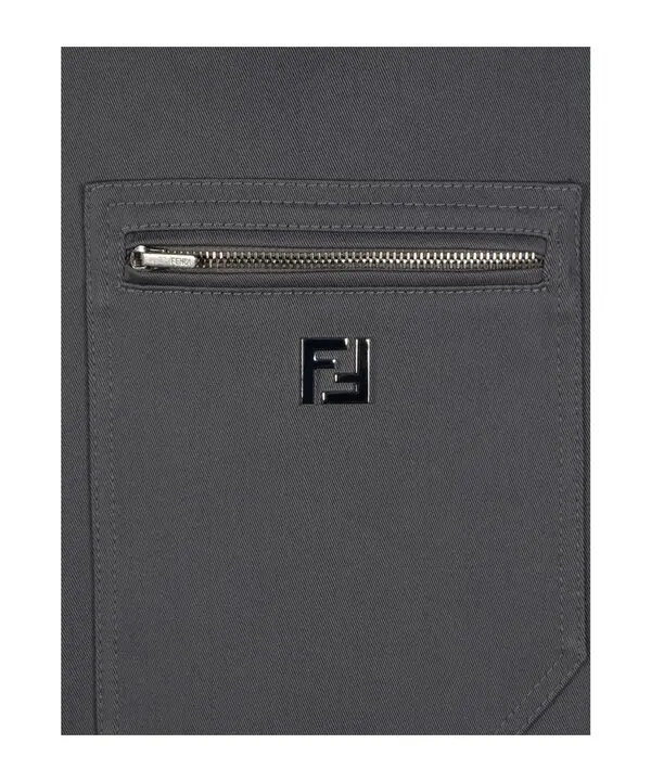 Fendi Ff Logo Plaque Zip-up Blouson Jacket - Black
