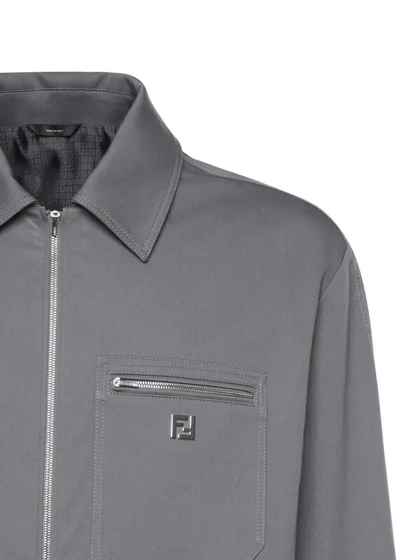 Fendi Ff Logo Plaque Zip-up Blouson Jacket - Black