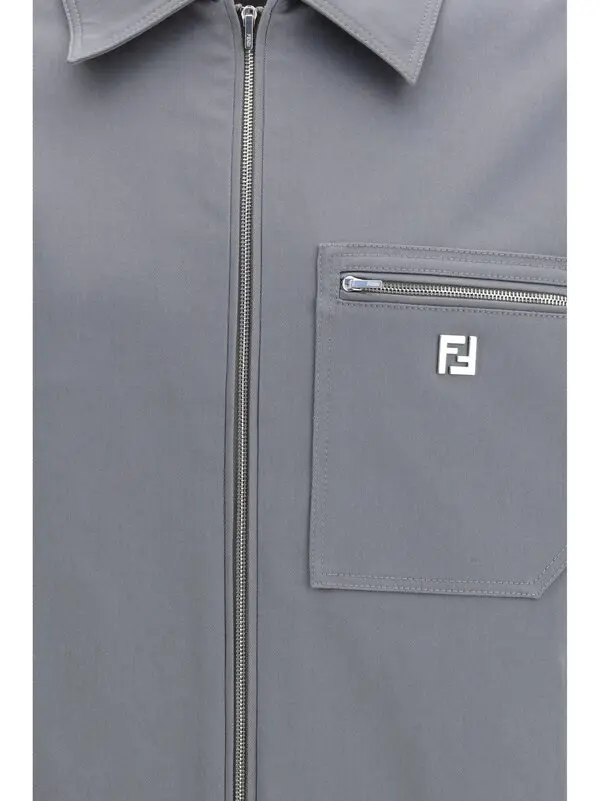 Fendi Ff Logo Plaque Zip-up Blouson Jacket - Black