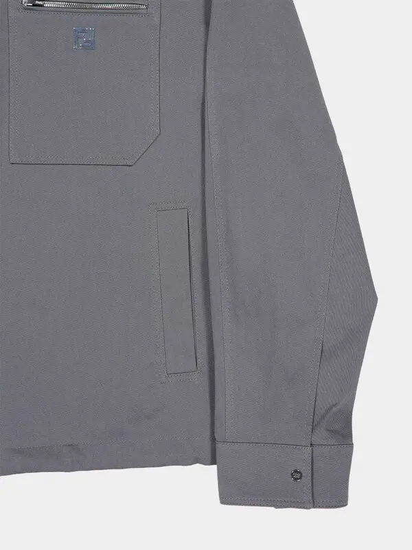 Fendi Ff Logo Plaque Zip-up Blouson Jacket - Black