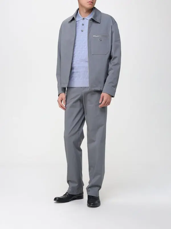 Fendi Ff Logo Plaque Zip-up Blouson Jacket - Black