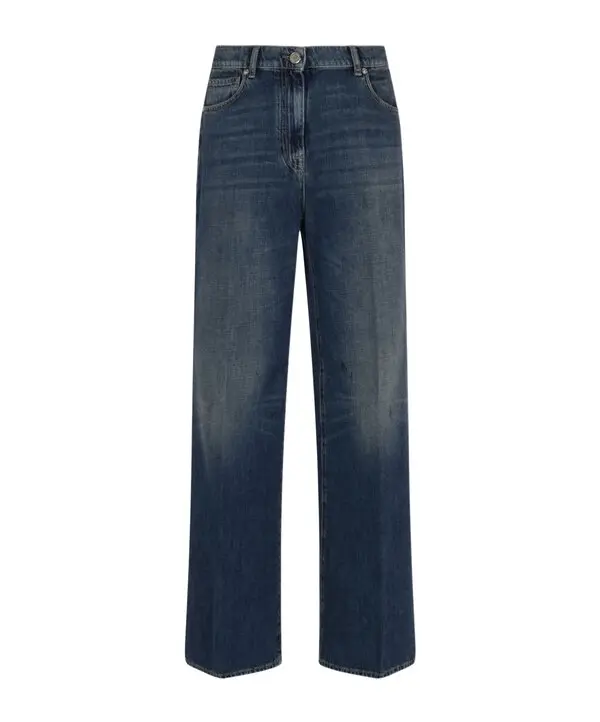 Peserico Wide-leg Jeans With Belt Loops And Side Pockets