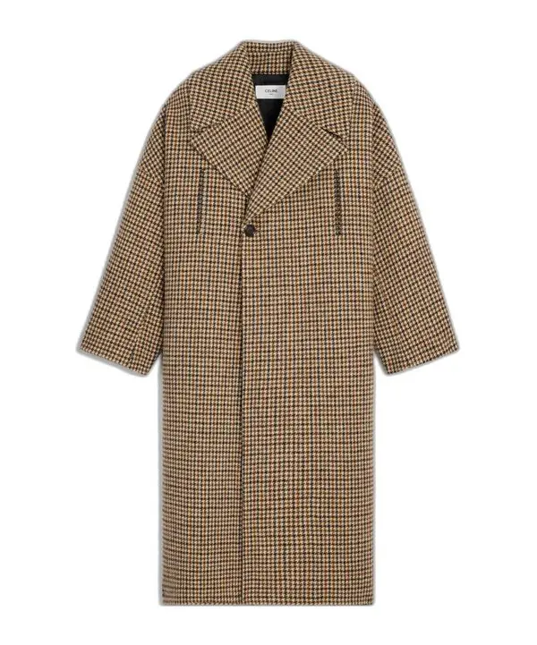 Celine Houndstooth Wool Coat