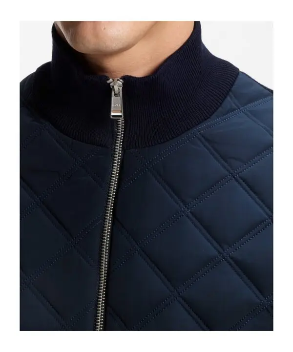 Hugo Boss Quilted Panel Zip-up Jacket - Black