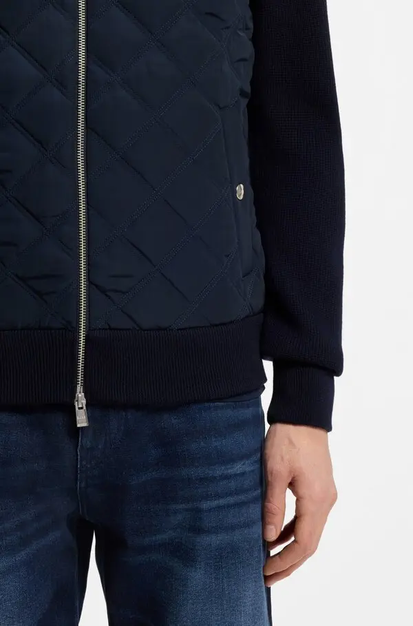 Hugo Boss Quilted Panel Zip-up Jacket - Black