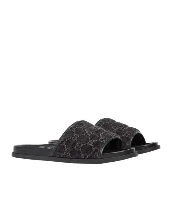 Gucci Gg Monogram Denim Slip-on Sandals