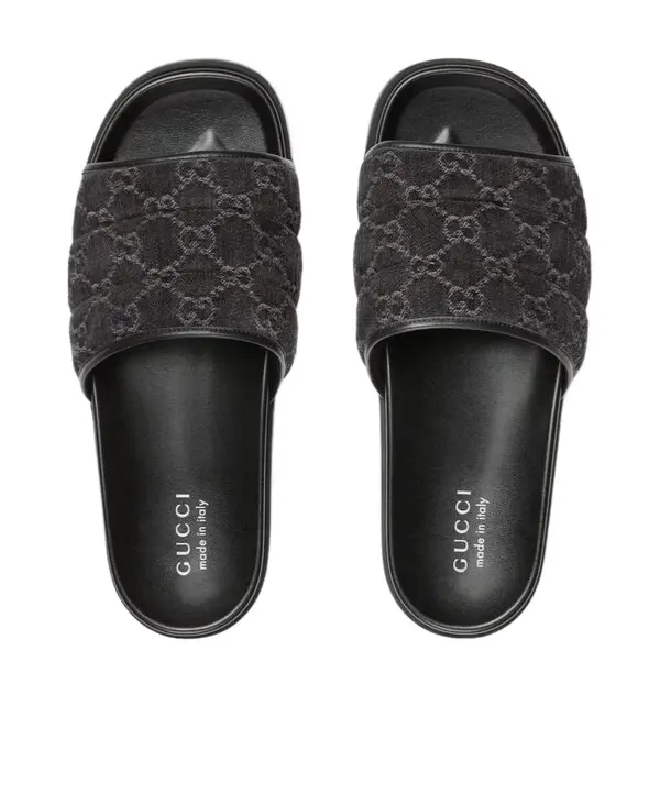 Gucci Gg Monogram Denim Slip-on Sandals