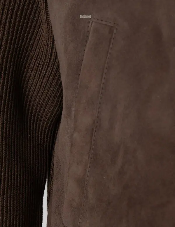 Brunello Cucinelli Cropped Zip-up Jacket With Lapel Collar - Espresso