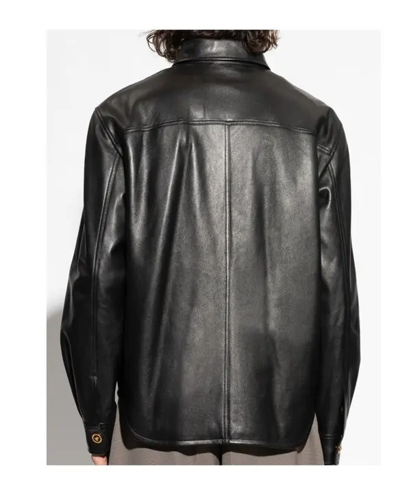 Versace Button-up Leather Overshirt