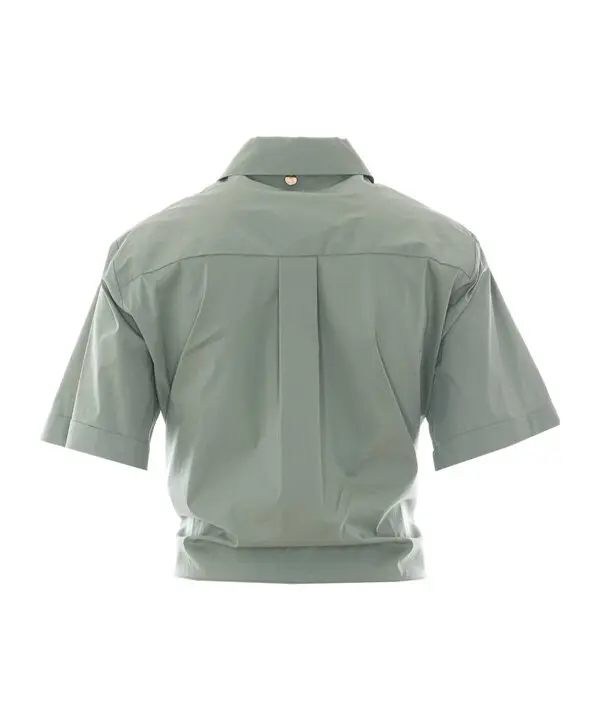 Liu Jo Cropped Tie-front Shirt - Gray